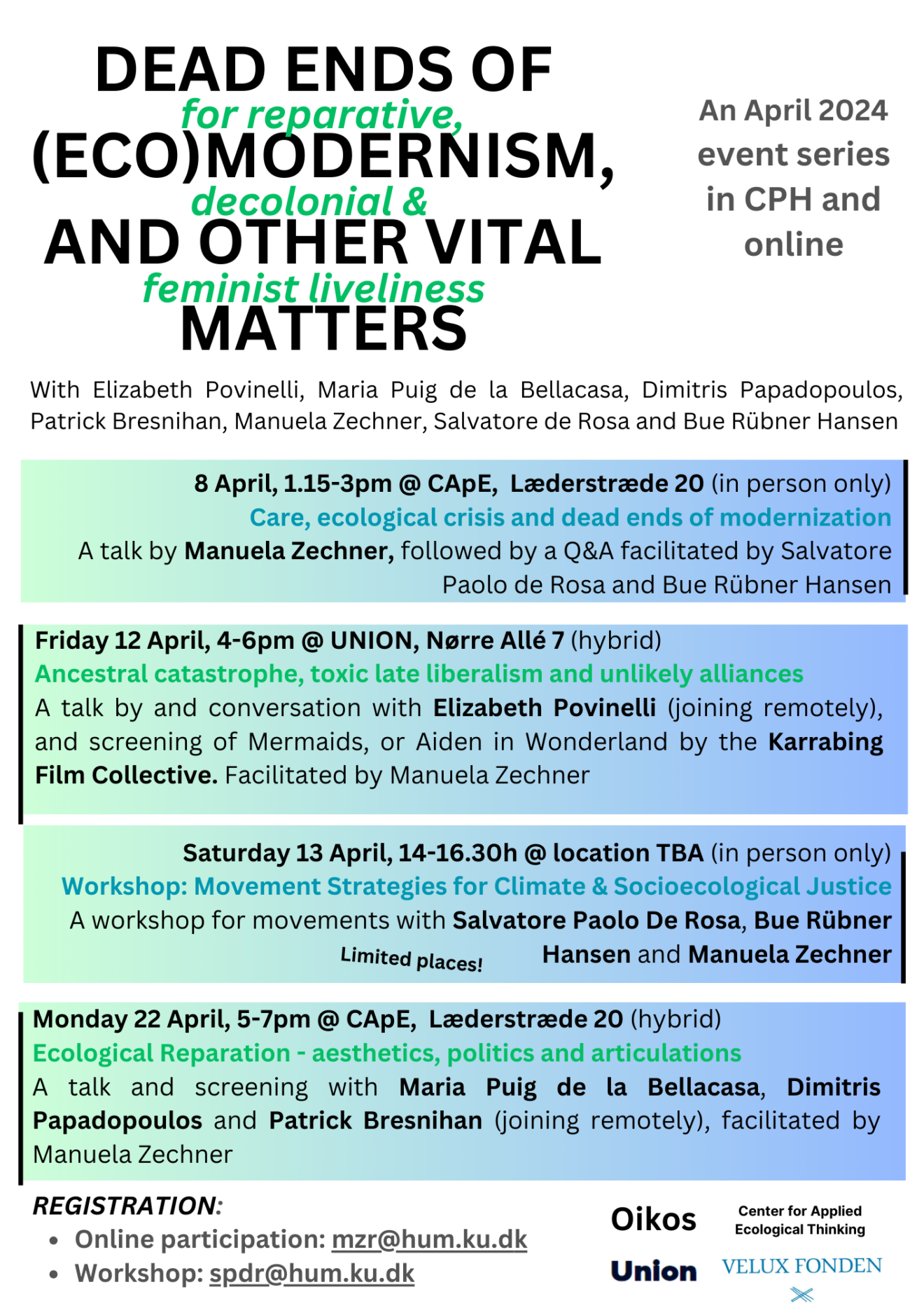 Dead ends of (eco)modernism, and other vital matters: an event series ...